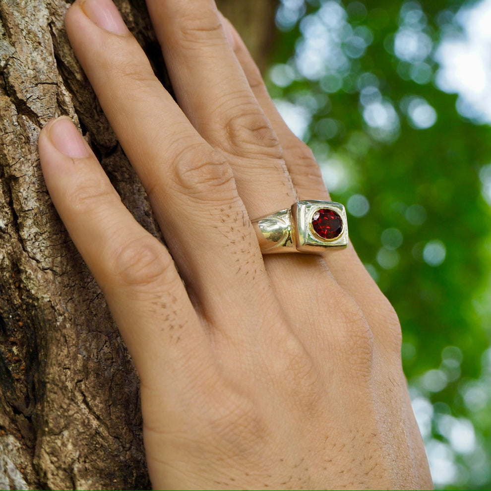 Heavy Carved Silver Bohemian Garnet Set Ring. – Alexander Gems & Jewels ...